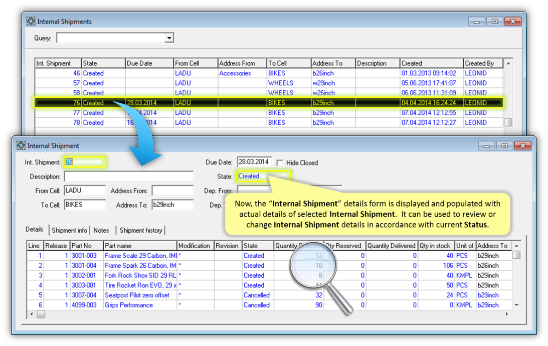 ProdMaster | How to open existing Internal Shipment